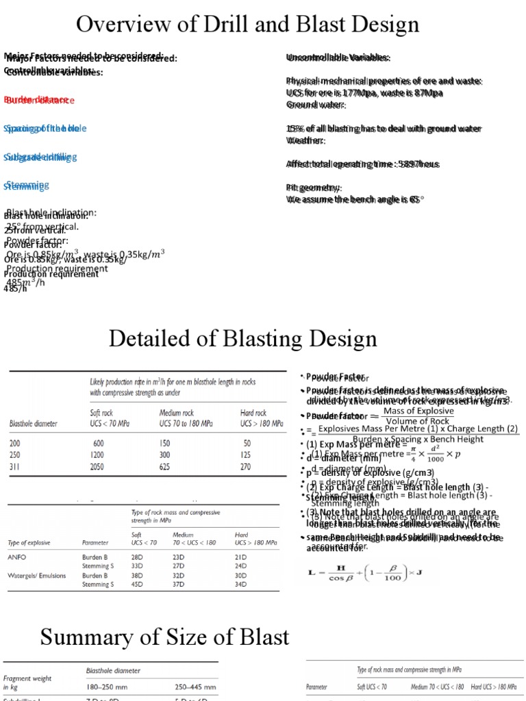 Drill and Blast Design Overview | PDF | Length | Density