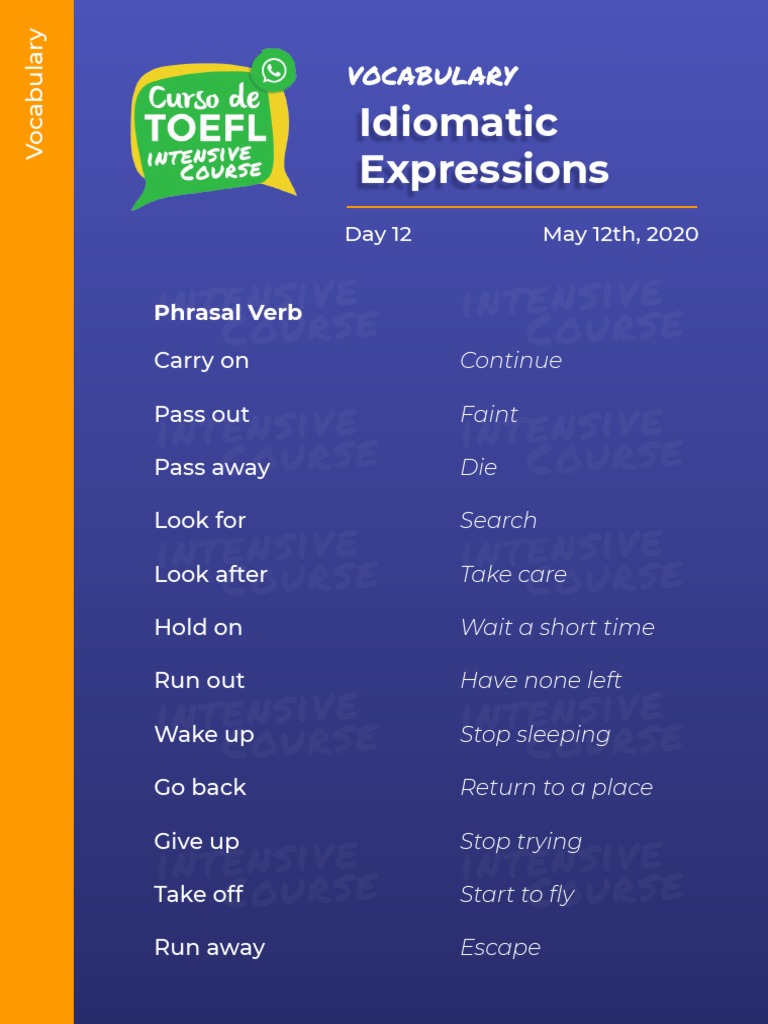 Idiomatic Expressions for TOEFL Practice | PDF | Career & Growth