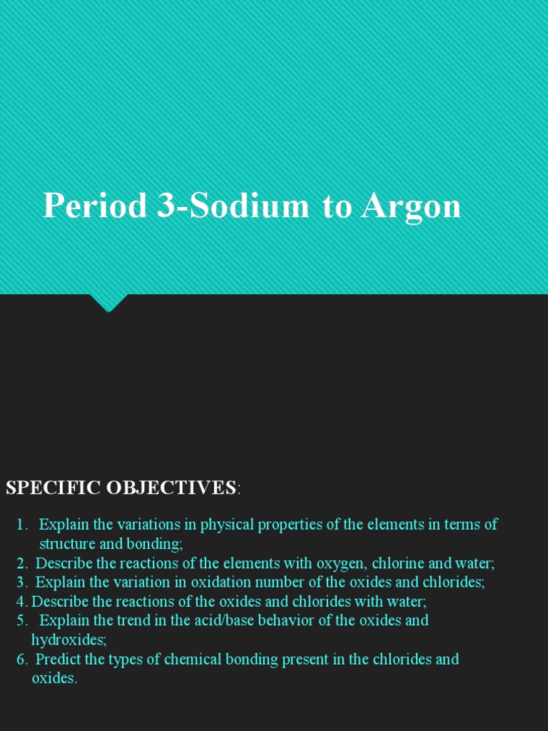 Period 3-Sodium To Argon | PDF | Oxide | Chlorine