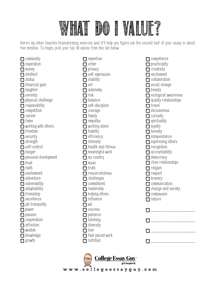 The Values Exercise | PDF | Autonomy | Courage