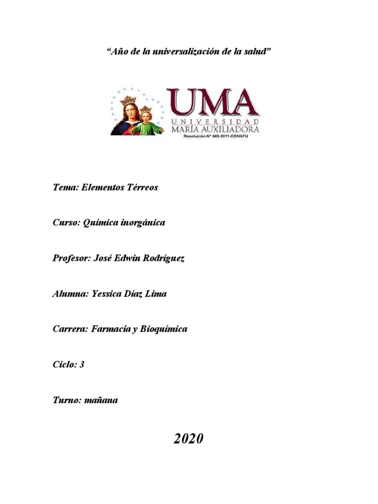Propiedades y Aplicaciones de Elementos Térreos | PDF | Boro ...