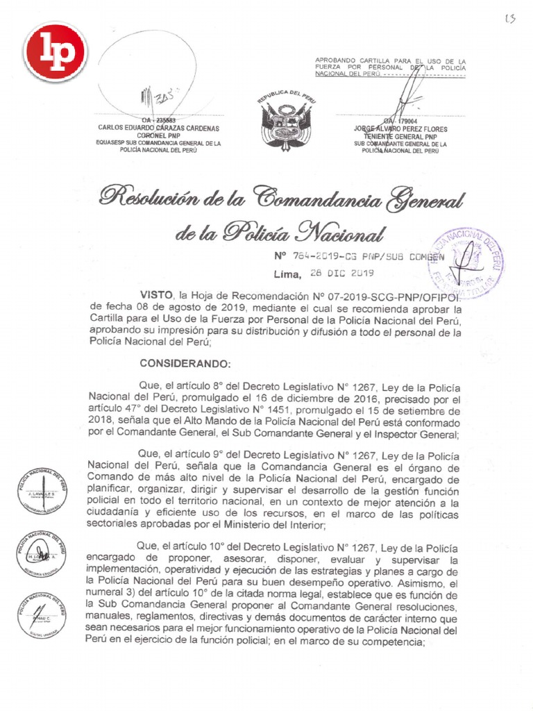 Cartilla para El Uso de La Fuerza Por Parte de La PNP PDF | PDF Cartilla para El Uso de La Fuerza Por Parte de La PNP PDF | PDF