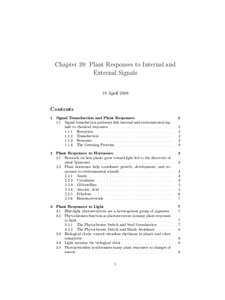 Chapter 39: Plant Responses To Internal and External Signals | PDF ...