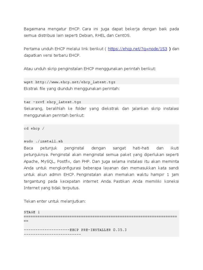 Konfigurasi EHCP (Easy Hosting Control Panel) | PDF
