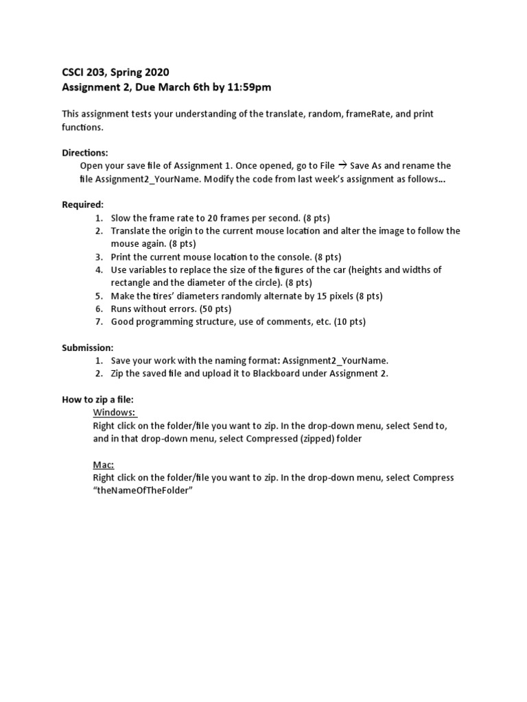 CSCI 203 Spring 2020 Assignment 2 Guide | PDF