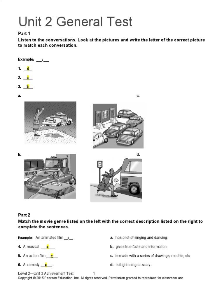 Unit 2 General Test: Example 1. 2. 3. A. C | PDF