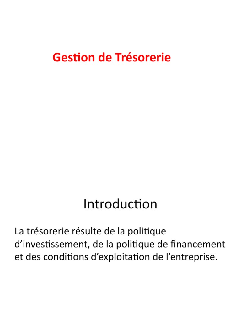 Cours de Gestion de Trésorerie1 | PDF | Ratio financier | Fonds de roulement