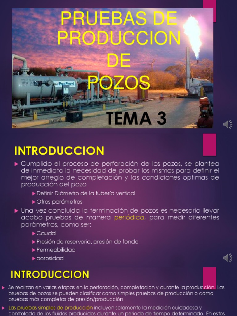 Tema 3 Pruebas de Produccion PDF | PDF | Descarga (hidrología) | Petróleo