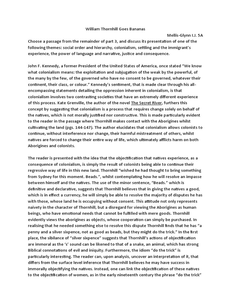 (Exemplar) The Secret River Coursework Essay 1 | PDF | Colonialism