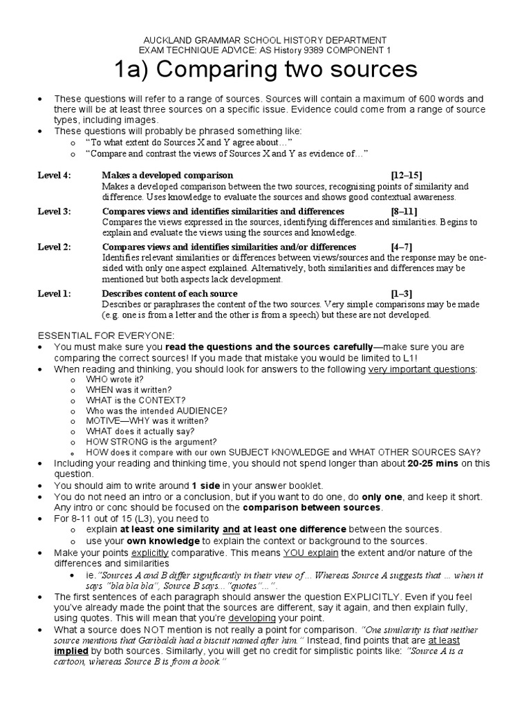 1a) Comparing Two Sources | PDF | Evaluation | Knowledge