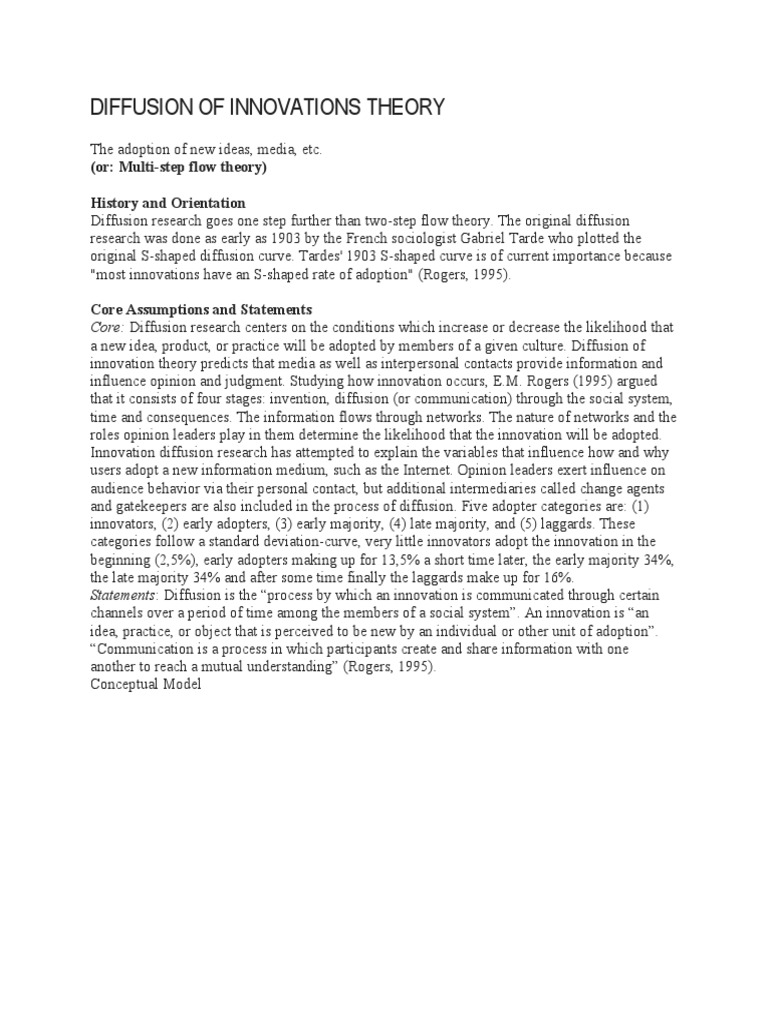 Diffusion of Innovations Theory | PDF | Innovation | Communication