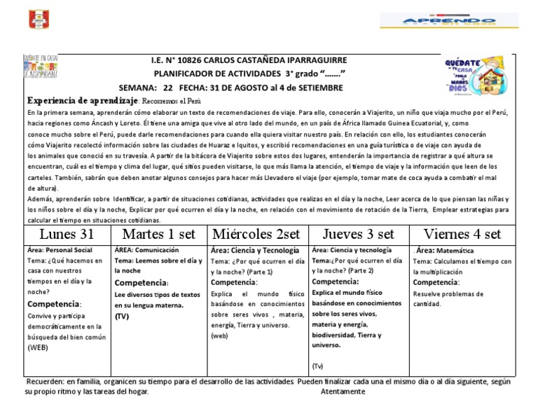 Planificador Semana 22 Tercer Grado | PDF | Universo | Cognición