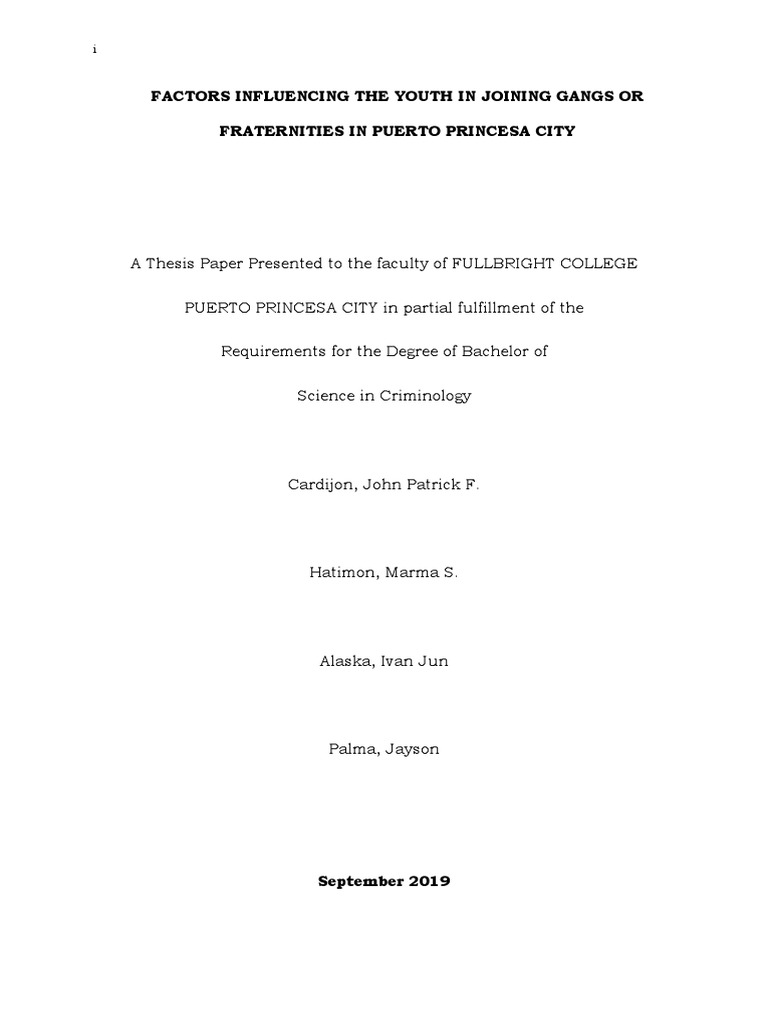 Factors Influencing The Youth Gangs or Fraternities | PDF | Juvenile ...