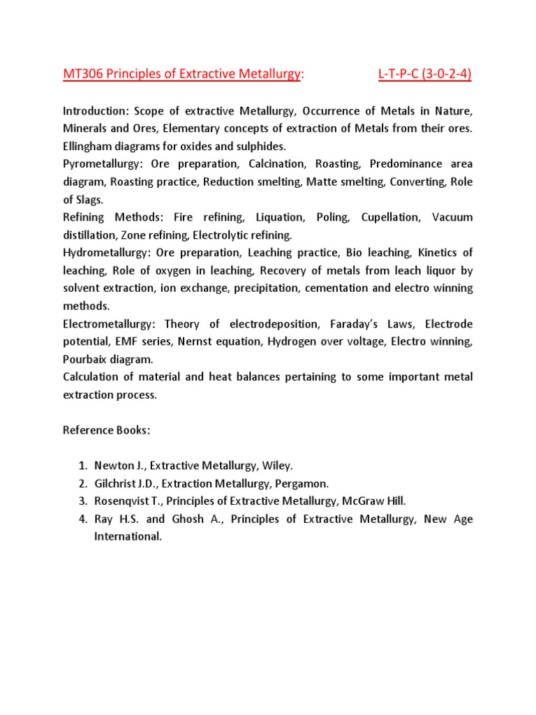 Principles of Extractive Metallurgy PDF | PDF