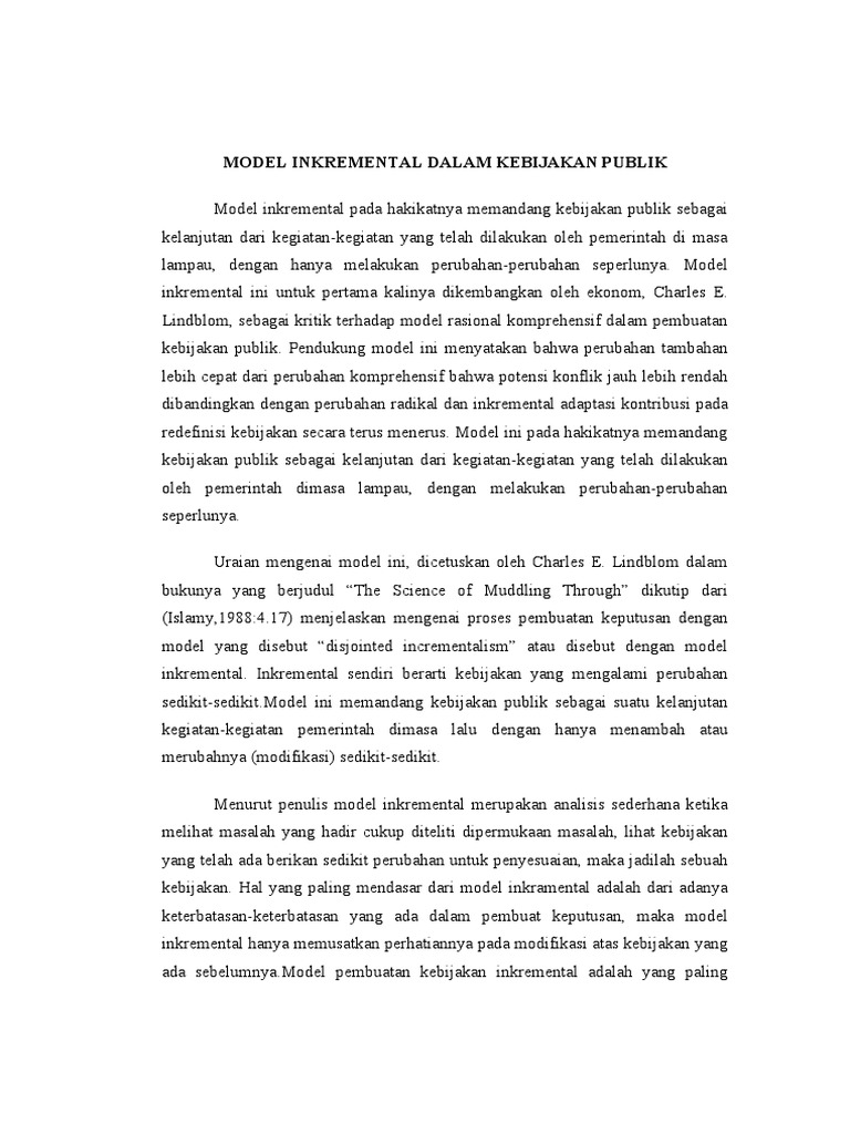 Model Inkremental Dalam Kebijakan Publik | PDF