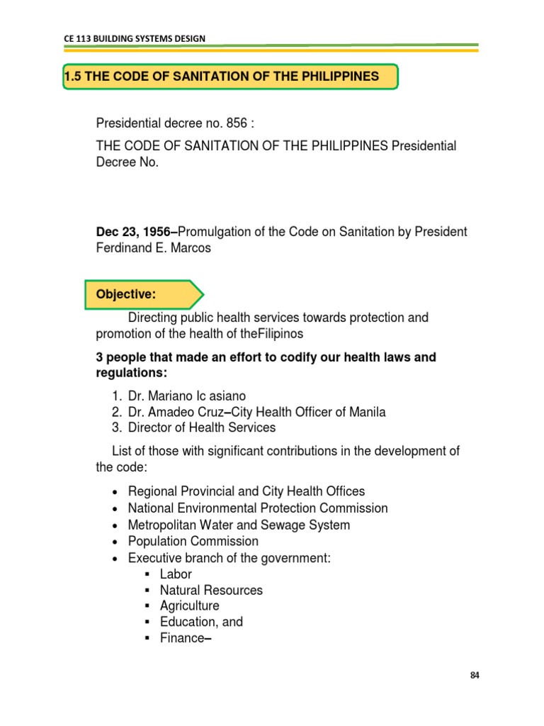 An Overview of the Code of Sanitation of the Philippines: Provisions ...