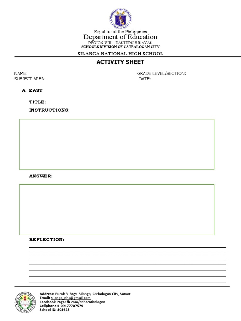 Department of Education: Activity Sheet | Download Free PDF | Further ...