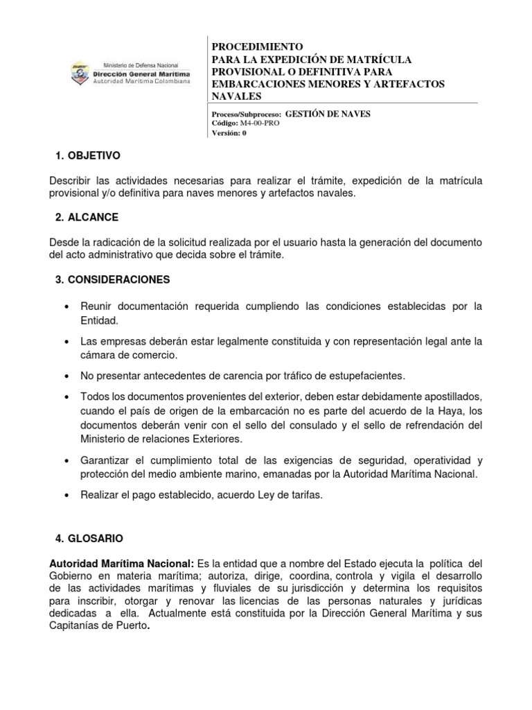 Procedimiento para Matrícula de Naves Menores y Artefactos Navales para ...