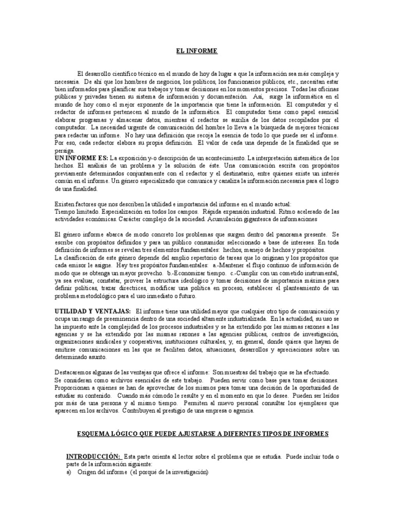 Clases de Informes, Ejemplos | PDF | Hospital | Información