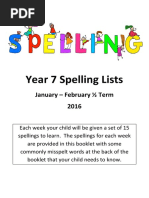 7th Grade Spelling List and Quizzes | PDF