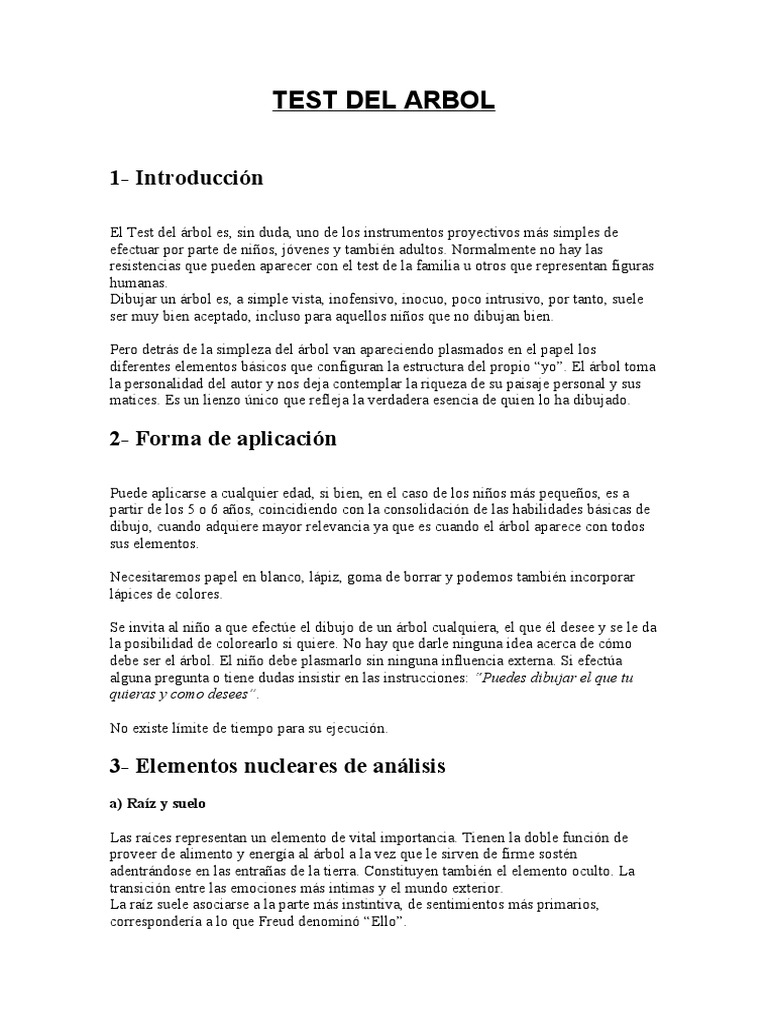 Interpretacion Test Del Arbol 11-4-10 | PDF | Arboles | Dibujo