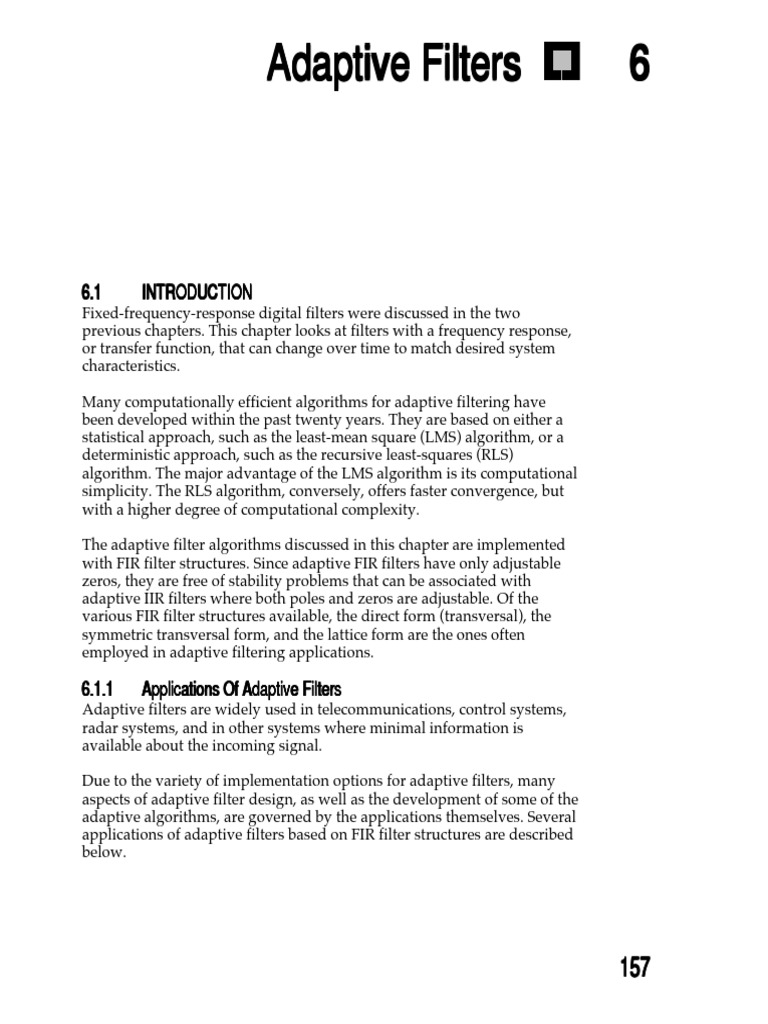 Adaptive Filter | PDF | Digital Signal Processing | Applied Mathematics