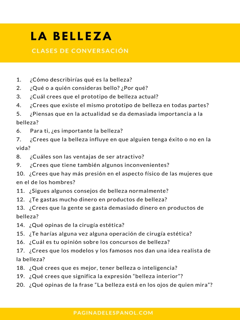 Preguntas sobre Belleza y Sociedad | PDF
