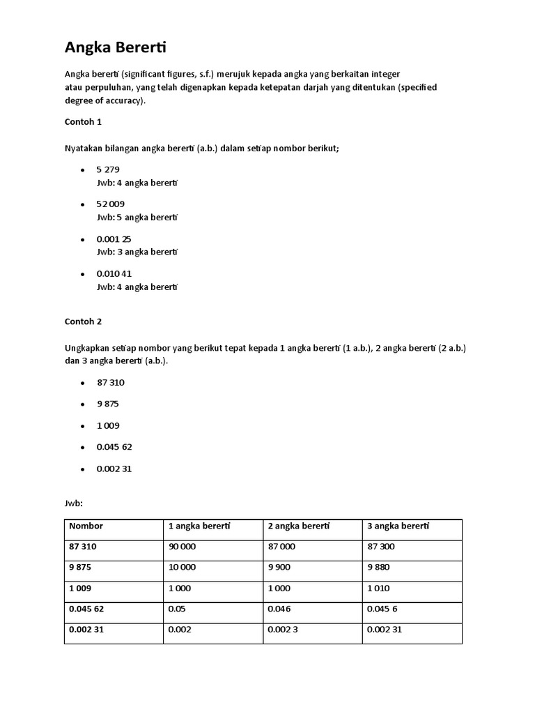 Angka Bererti Nombor Piawai | PDF