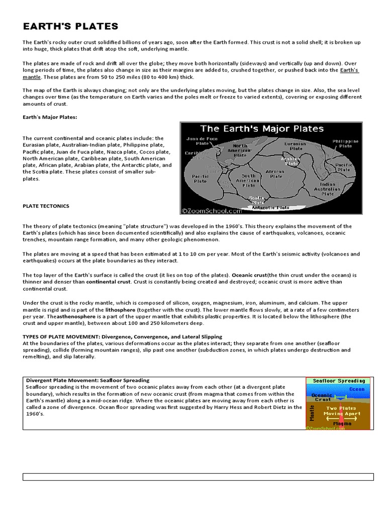 Earth's Major Plates | PDF | Plate Tectonics | Volcano