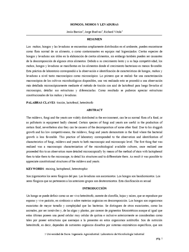 Richard Hongos Mohos Levaduras | PDF | Hongo | Espora