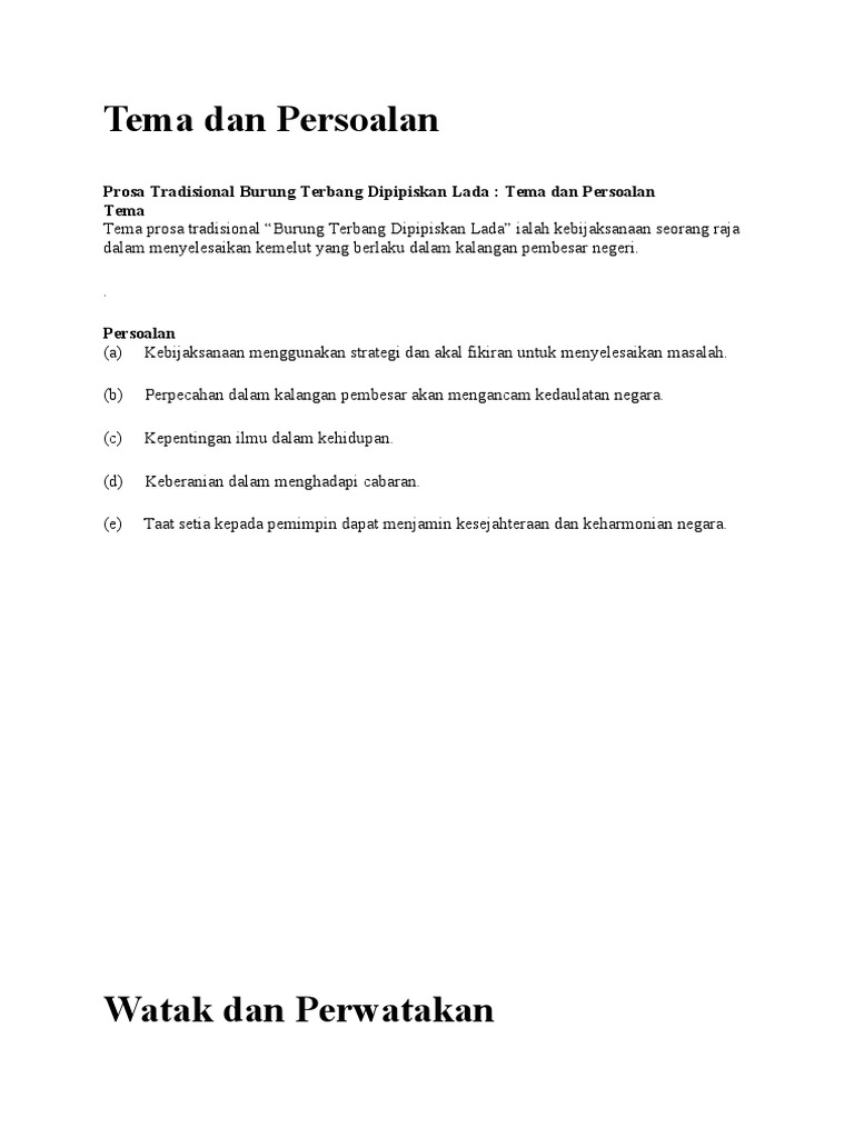 Tema Dan Persoalan | PDF