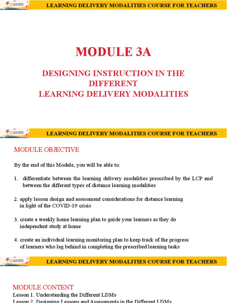 Module 3A: Designing Instruction in The Different Learning Delivery ...