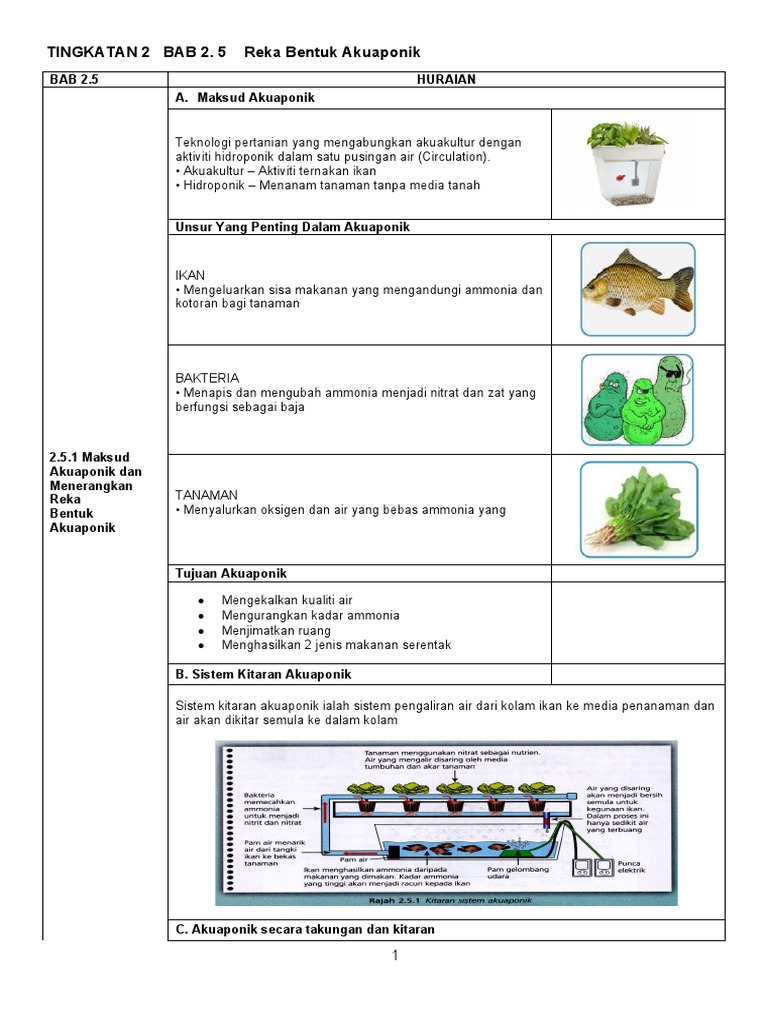 TINGKATAN 2 BAB 2.5 Reka Bentuk Akuaponik | PDF