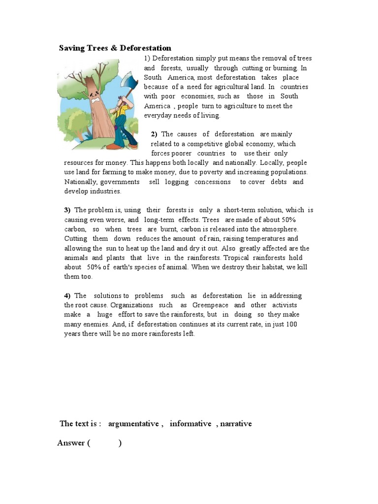 Saving Trees Comprehension Questions | PDF | Rainforest | Deforestation