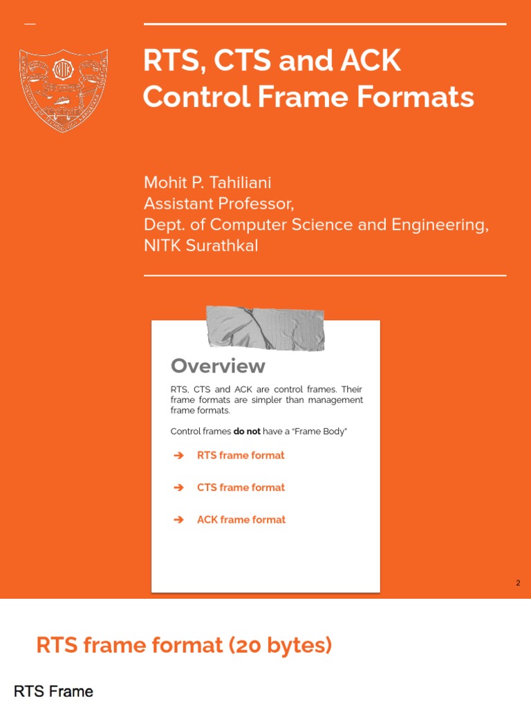 RTS, Cts and Ack Control Frame Formats | PDF