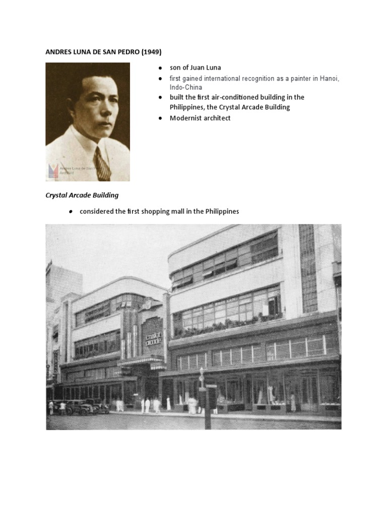 Andrés Luna: Architect of Crystal Arcade | PDF