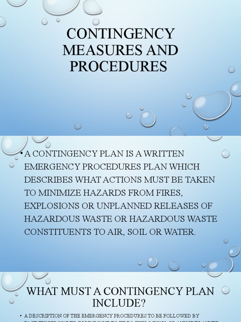 Contingency Measures and Procedures | PDF | Personal Protective ...