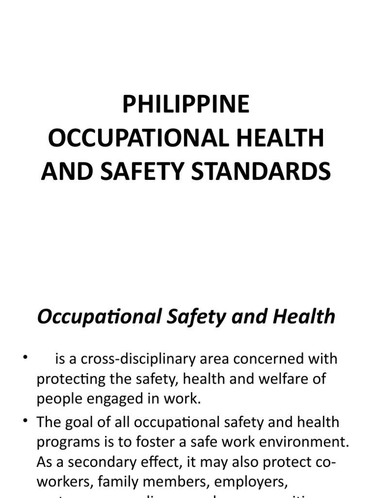 Philippine Occupational Health and Safety Standards | PDF | Hazards ...