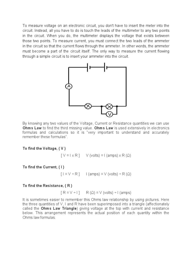 Ohms Law To Find The Third Missing Value. Ohms Law Is Used Extensively ...