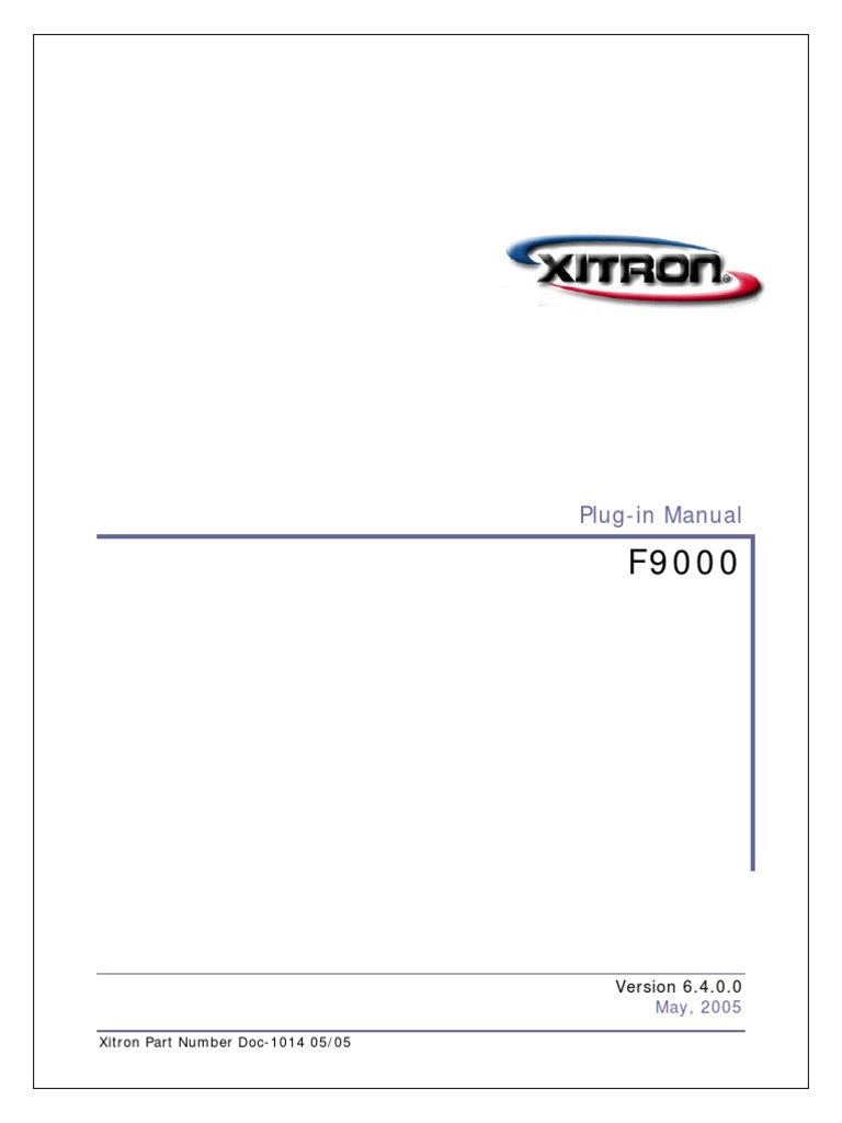 Plug-In Manual: Xitron Part Number Doc-1014 05/05 | PDF | Windows 2000 | Microsoft Windows