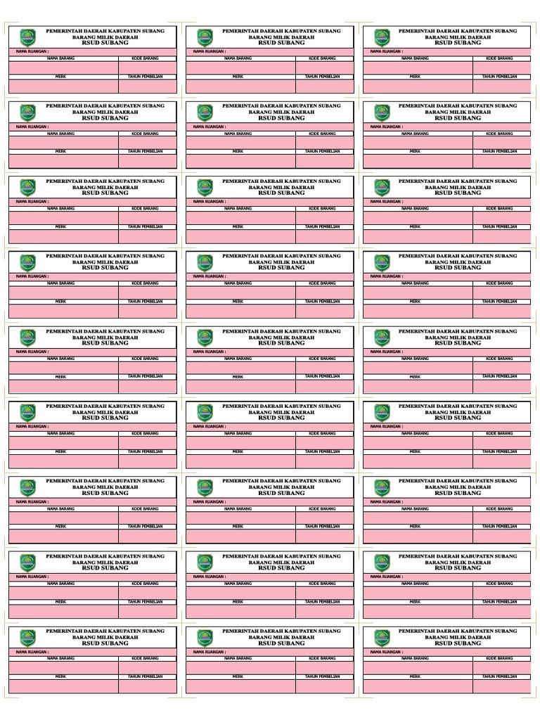 STIKER Barang Inventaris RSUD 57 | PDF
