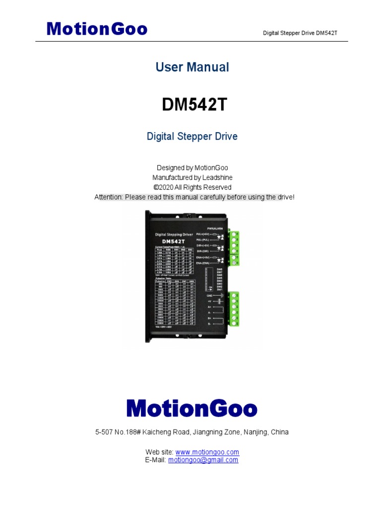 MotionGoo-DM542T Stepper Motor Driver | PDF | Electric Motor | Power Supply