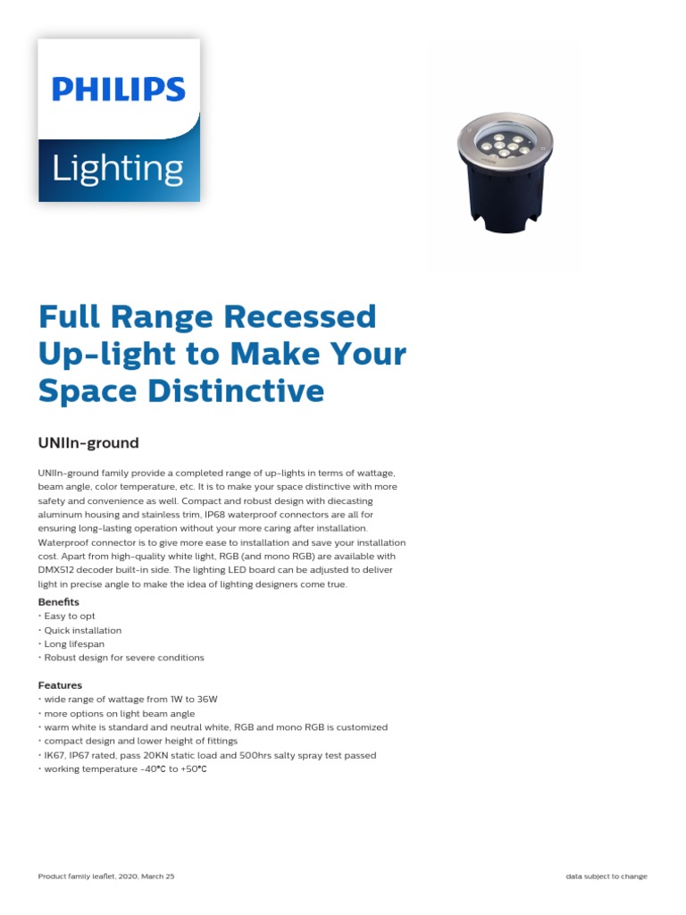 Philips - Ext UniIn-ground PDF | PDF | Rgb Color Model | Lighting