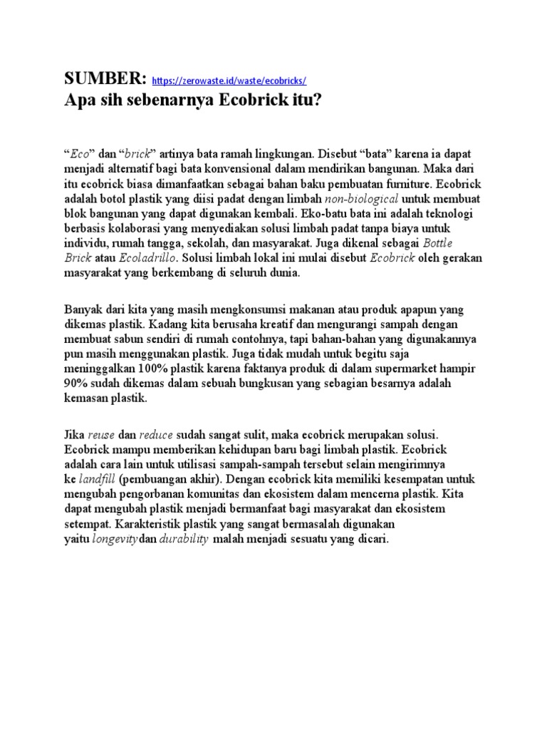 Bahan Ecobricks | PDF