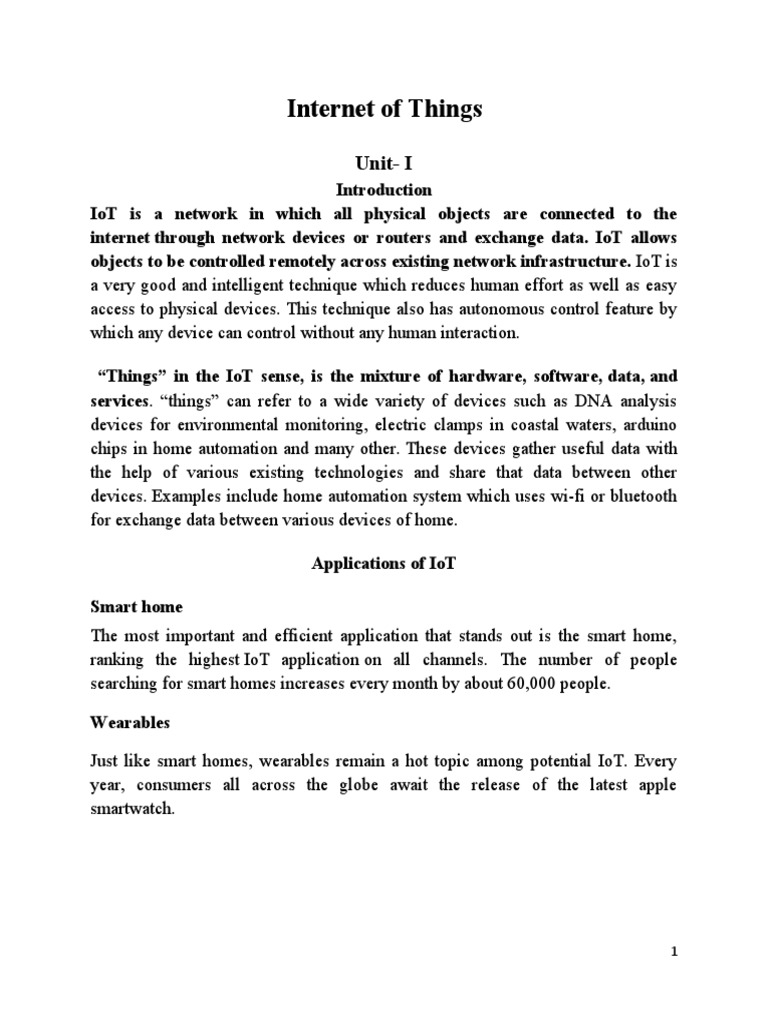 IoT Unit I - Overview | PDF | Cloud Computing | Internet Of Things