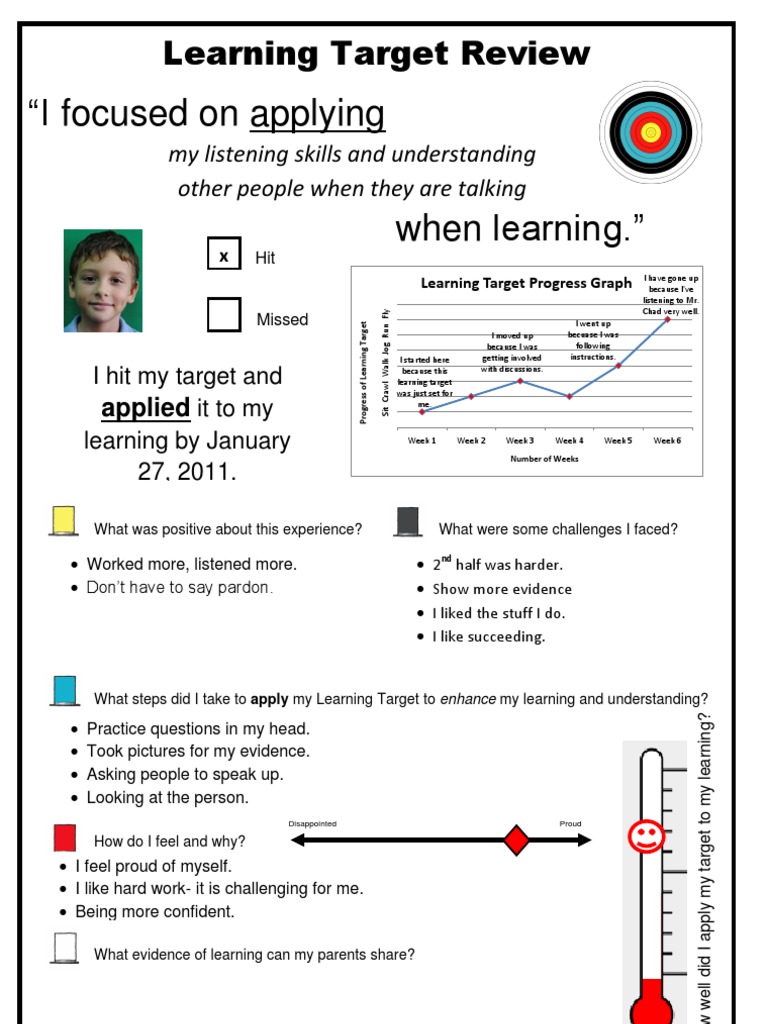 Learning Target Progress Reflection | PDF | Behavior Modification ...