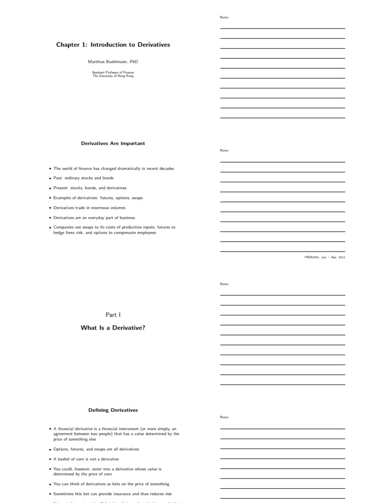 Chapter 1: Introduction To Derivatives | PDF | Derivative (Finance ...