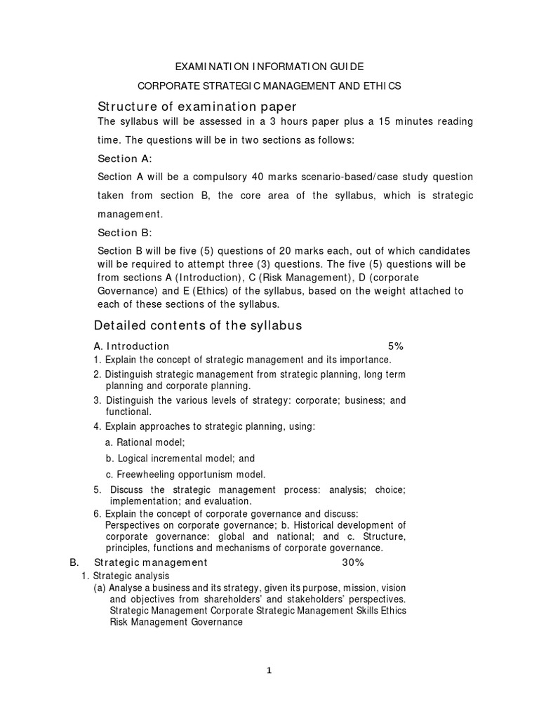 Examination Information Guide CSME | PDF | Strategic Management | Governance
