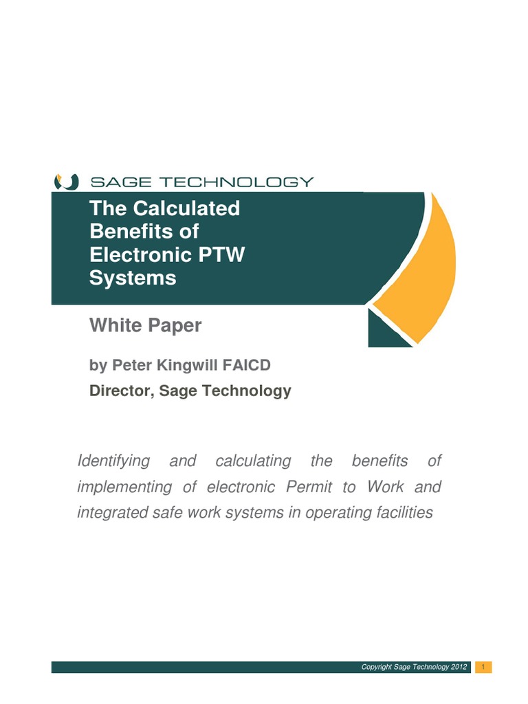 Sage Technology - Calculated Benefits of Electronic PTW Systems | PDF | Occupational Safety And ...