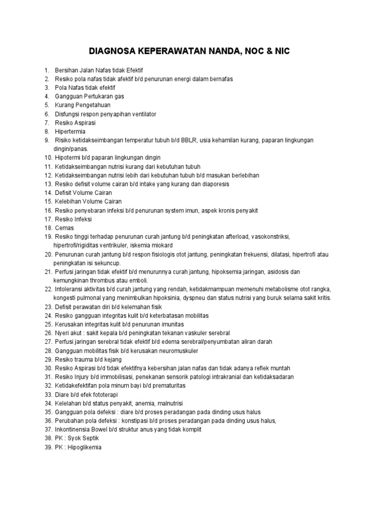 PDF Kumpulan Diagnosa Tujuanampintervensi Keperawatan Nanda Nic Noc ...